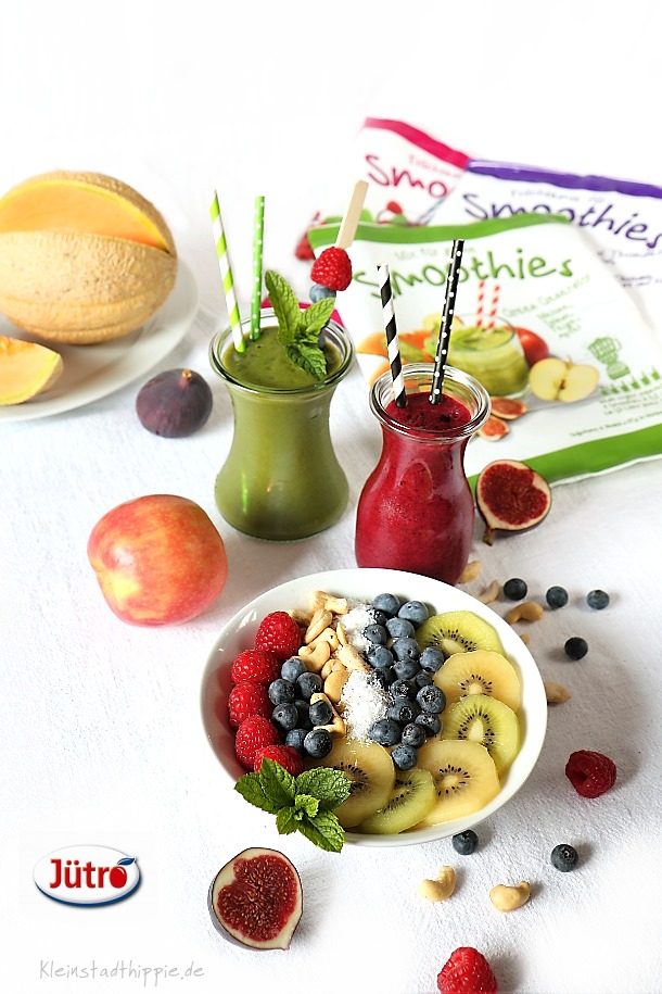 Smoothie Dreierlei - Smoothie to go, Smoothie Bowl, Grün-Smoothie